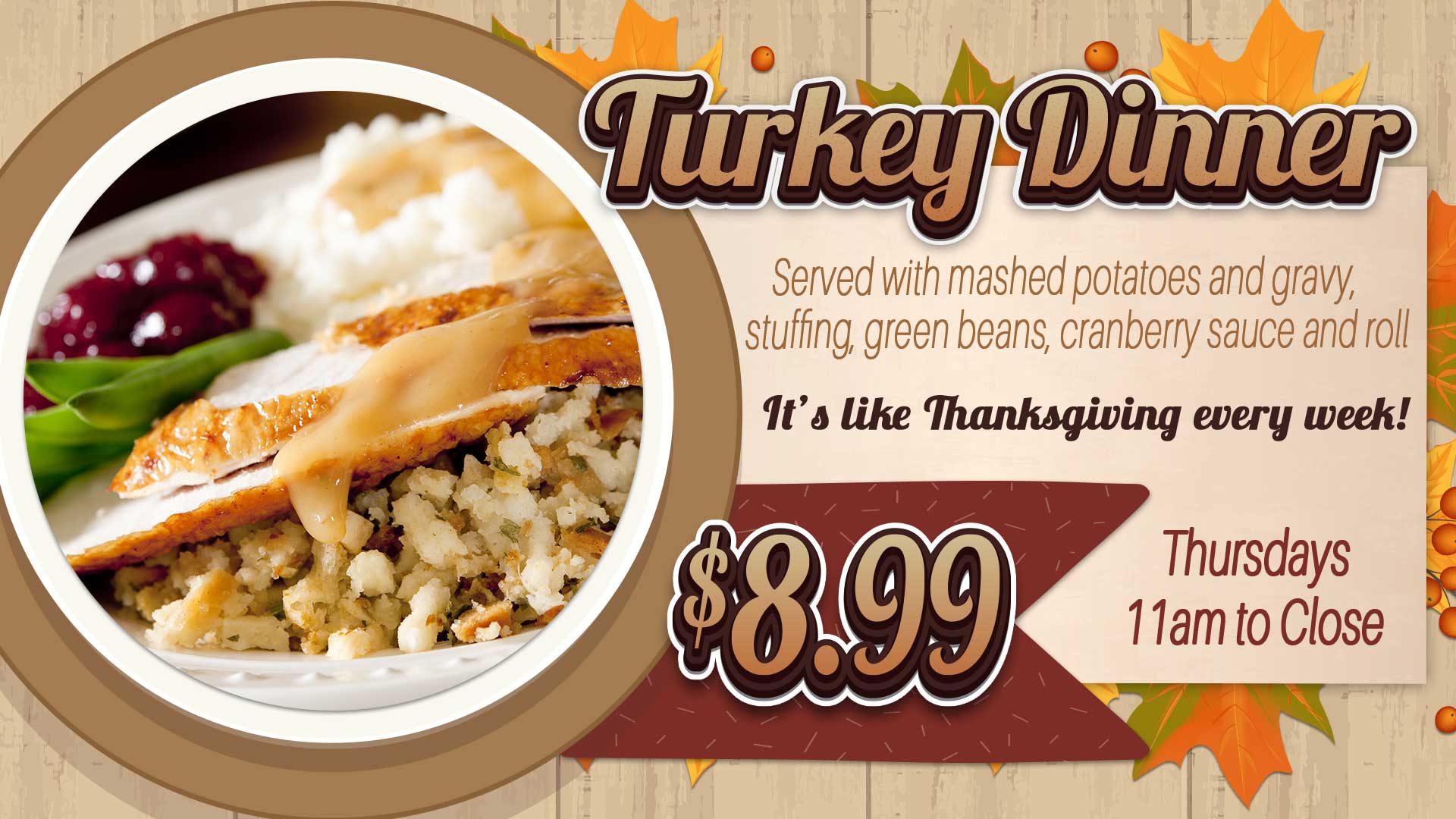 Turkey Dinner - Gold Ranch Casino Dayton